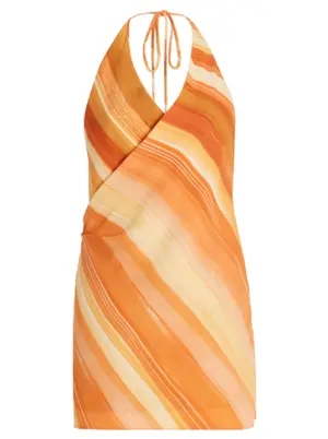 Significant Other Patrice Striped Halter Dress - Orange