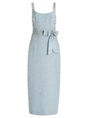 Carolina Herrera Embellished Stretch-crepe Midi Dress - Blue