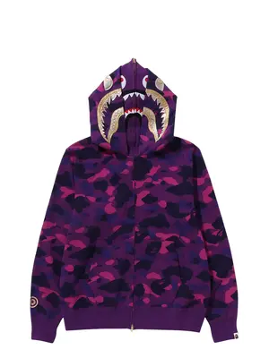 A BATHING APE Color Camo Double Shark Full Zip Hoodie - Purple