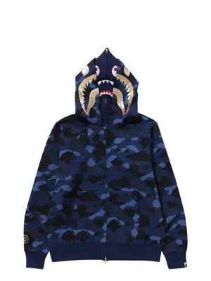 A BATHING APE Color Camo Shark Full Zip Hoodie - Blue
