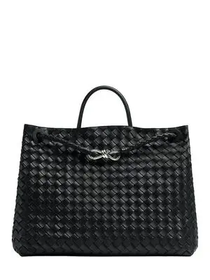 BOTTEGA  VENETA Large Intrecciato Leather Andiamo Bag - Black