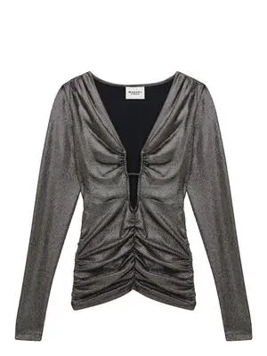 MARANT ETOILE Buffy Top - Metallic Black