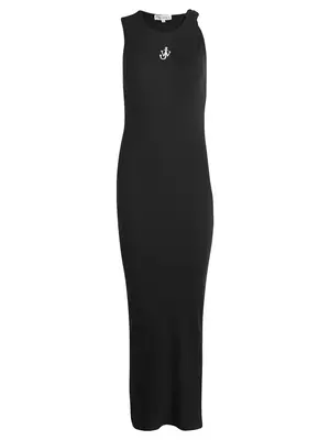 JW Anderson Anchor Embroidery Twisted Strap Maxi Dress - Black