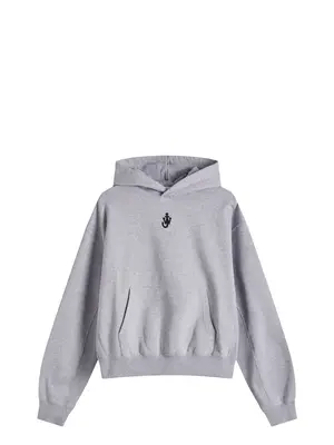 JW Anderson Anchor Embroidery Cropped Hoodie - Grey Melange