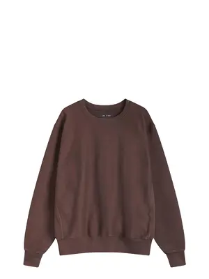 LES TIEN Heavyweight Crop Crew Sweat - Washed Brown Fig