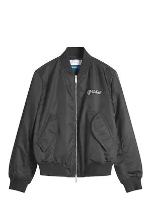 Off-White Script Nylon Varsity Bomber Jacket - Black