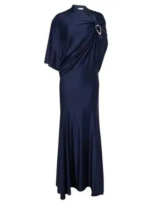 Rabanne Draped Asymmetric Jersey Maxi Dress - Blue