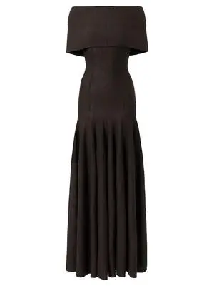 Khaite Ava Off-shoulder Maxi Dress - Brown