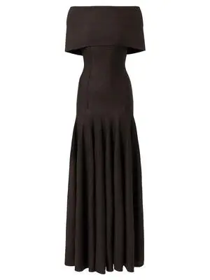 Khaite Ava Off-shoulder Maxi Dress - Brown