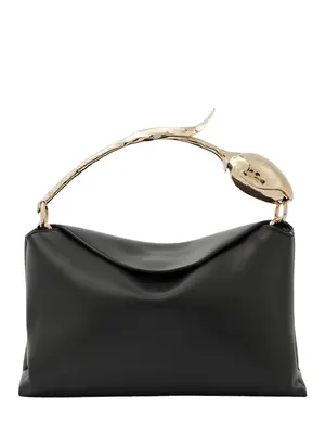 Erdem Bloom Medium Leather Tote Bag - Black