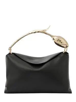 Erdem Bloom Medium Leather Tote Bag Black