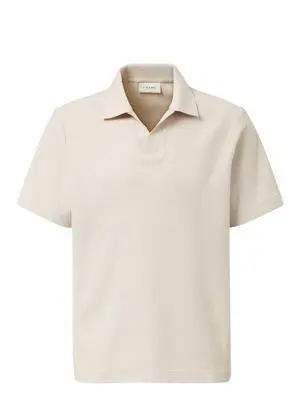 FRAME Cotton Pique Polo Shirt - Beige