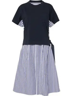 Sacai Striped Cotton Shirt Dress - Multicoloured