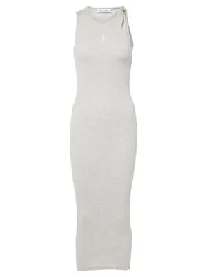 JW Anderson Logo Embroidered Cotton Maxi Dress - Grey