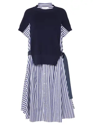 SACAI Sacai Striped Cotton Midi Dress