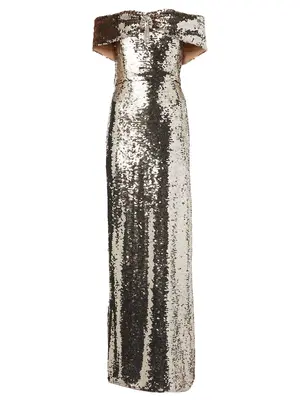 SELF-PORTRAIT Sequined Maxi Dress - Gold