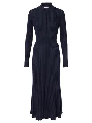 Gabriela Hearst Ardor Ribbed-knit Polo Dress - Blue
