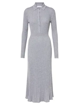 Gabriela Hearst Ardor Ribbed-knit Polo Dress - Grey