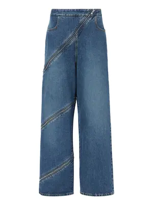 Alaïa Zip-up Wide-leg Jeans - Blue