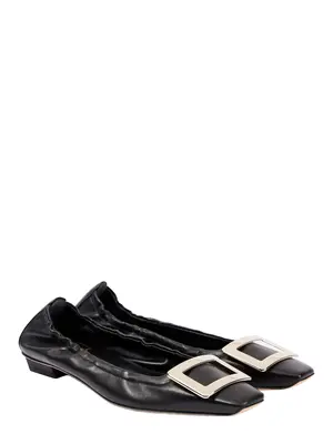 ROGER VIVIER Belle Vivier Leather Ballet Flats - Black
