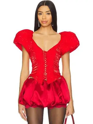 For Love & Lemons Frosted Organza Top - Red