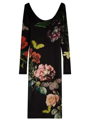 Alice + Olivia Delora Floral-print Velvet Midi Dress - Multicoloured 1