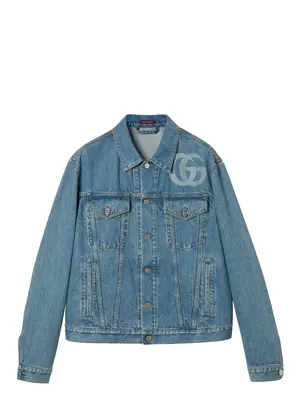 Gucci Lasered Double G Denim Jacket - Blue