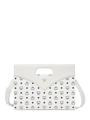 Mcm MCM Diamond Vi Leather And Canvas Handbag White