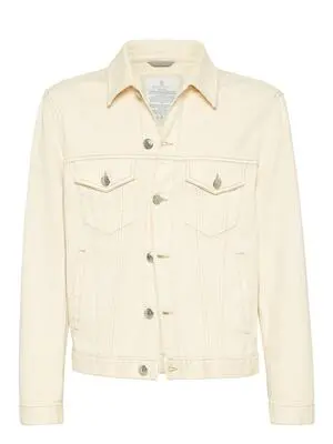 Brunello Cucinelli Four-pocket Garment-dyed Denim Jacket - Beige