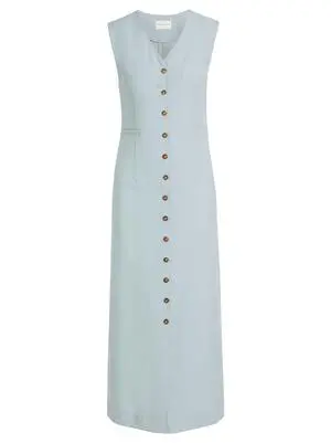 Loulou De Saison Loulou Studio Idika Wool-twill Midi Dress - Sky Blue