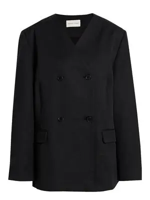 Loulou De Saison Loulou Studio Icha Double-breasted Twill Blazer - Black