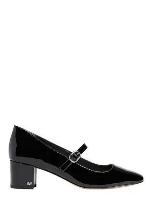 STUART WEITZMAN Louise Patent-leather Mary Jane Pumps - Black