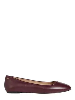 STUART WEITZMAN Nadine Leather Ballet Flats - Burgundy