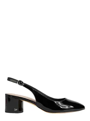 STUART WEITZMAN Bridget Patent-leather Slingback Pumps - Black