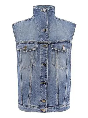 Alaïa Sleeveless Denim Jacket - Blue