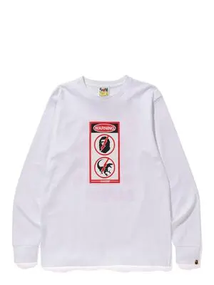 A BATHING APE X Jurassic World Warning Long Sleeve Tee Shirt - White