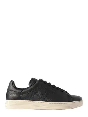 TOM FORD Warwick Perforated Full-grain Leather Sneakers - Black