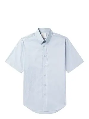 Givenchy Button-down Collar Logo-jacquard Cotton Shirt - Blue
