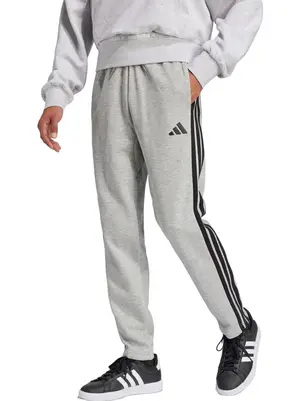 Adidas Essentials 3-stripes Open Hem Fleece Pants - Medium Grey Heather / Black