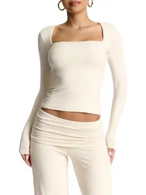 Naked Wardrobe Square Neck Crop Top - Cream
