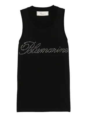 Blumarine Rhinestone-logo Tank Top - Black