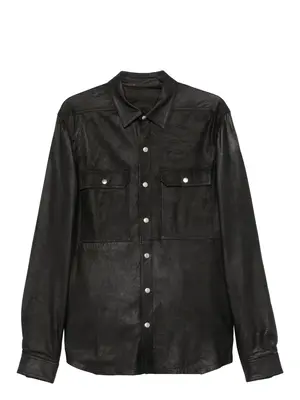 Rick Owens Leather Shirt Jacket - Black