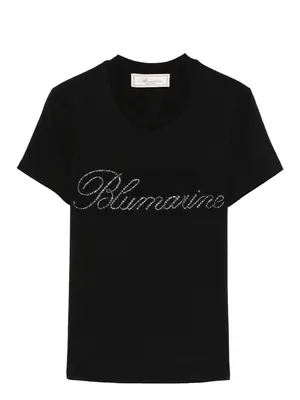 Blumarine Rhinestone-logo T-shirt - Black