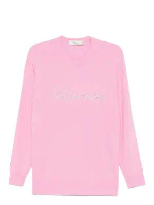 Blumarine Logo-appliqué Sweater - Pink