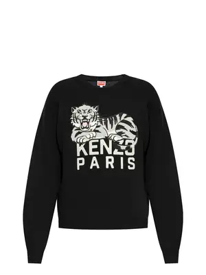 Kenzo Logo-embroidered Cotton Sweatshirt - Black
