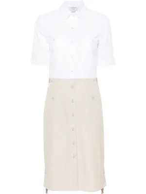 Thom Browne Colour-block Shirtdress - White