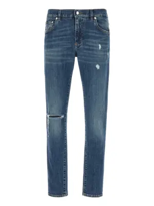 Dolce & Gabbana Logo-embroidered Jeans - Blue