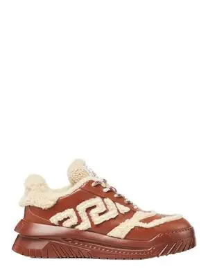 Versace Shearling Greca Odisea Sneakers - Brown