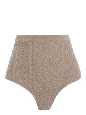 Loulou De Saison Loulou Studio Abelia Cable-knit Shorts - Taupe