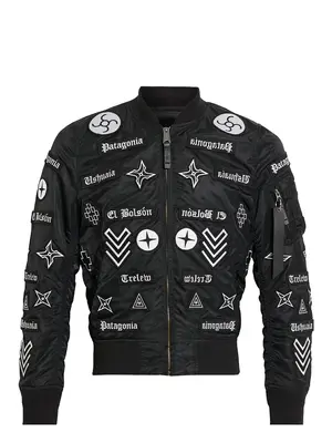 MARCELO BURLON COUNTY OF MILAN Appliquéd Shell Bomber Jacket - Black